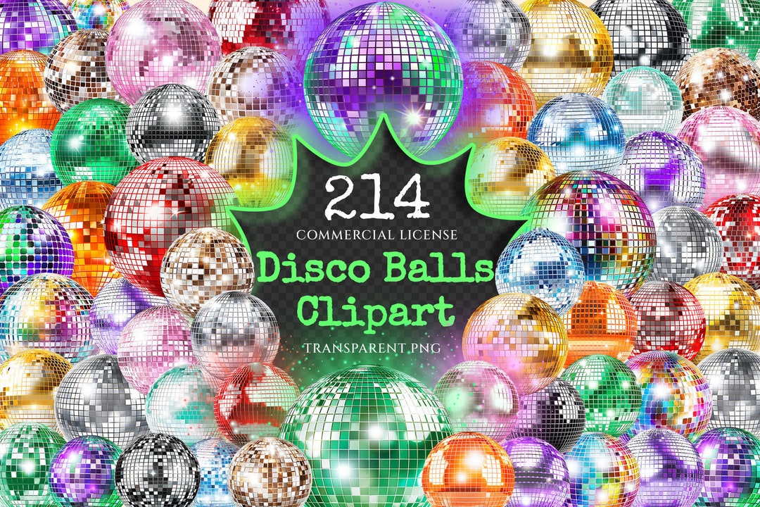 Disco Balls Watercolor Clipart Bundle - 210+ Transparent PNG, Party ...