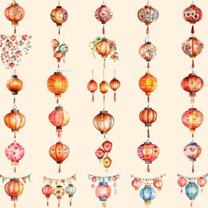 Chinese Lanterns Watercolor Clipart Bundle - 283+ Transparent PNG ...