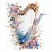 20 High-quality Magical Floral Harp Bird Clipart Floral Harp Digital ...