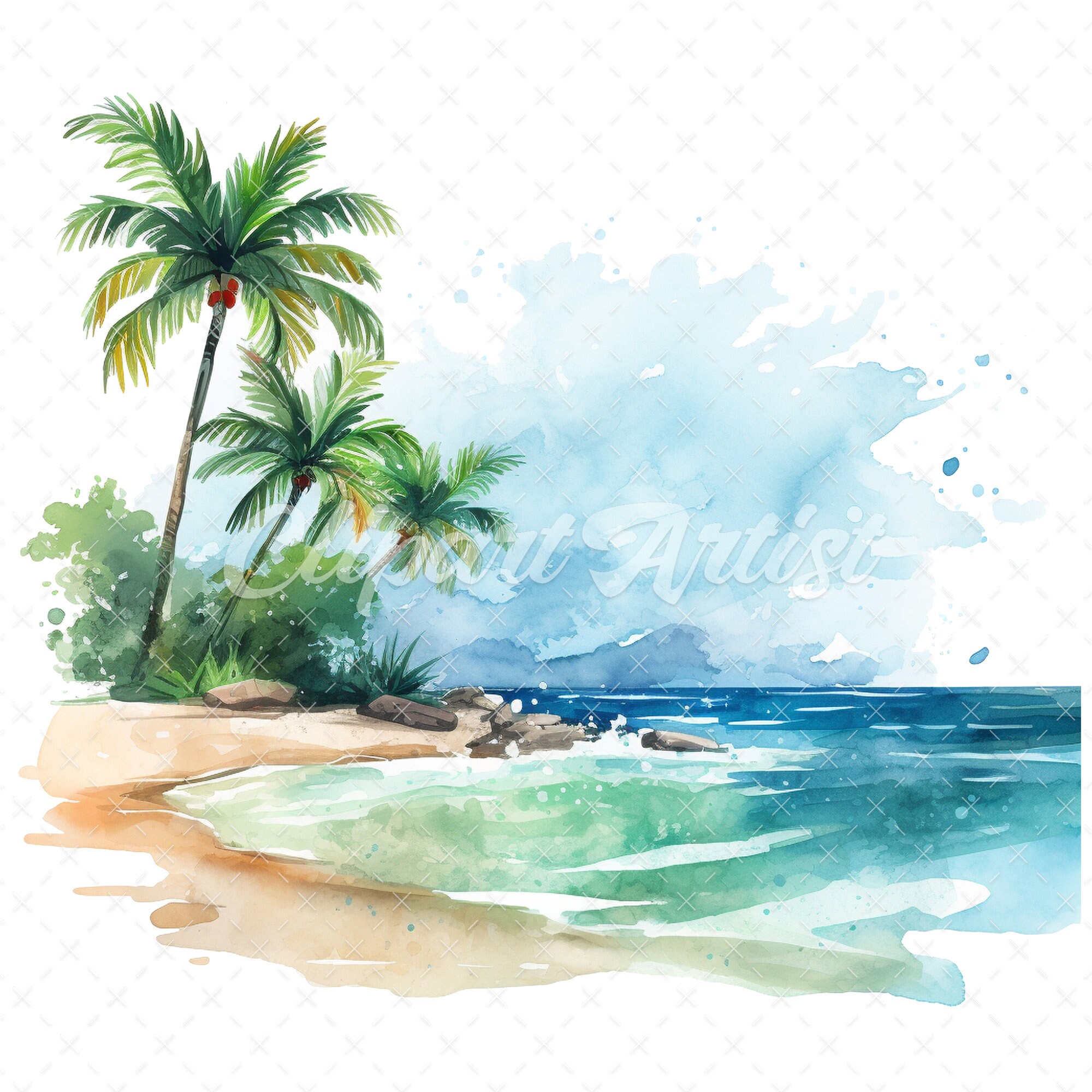 20 High-quality Tropical Beach Clipart Tropical Beach Digital ...