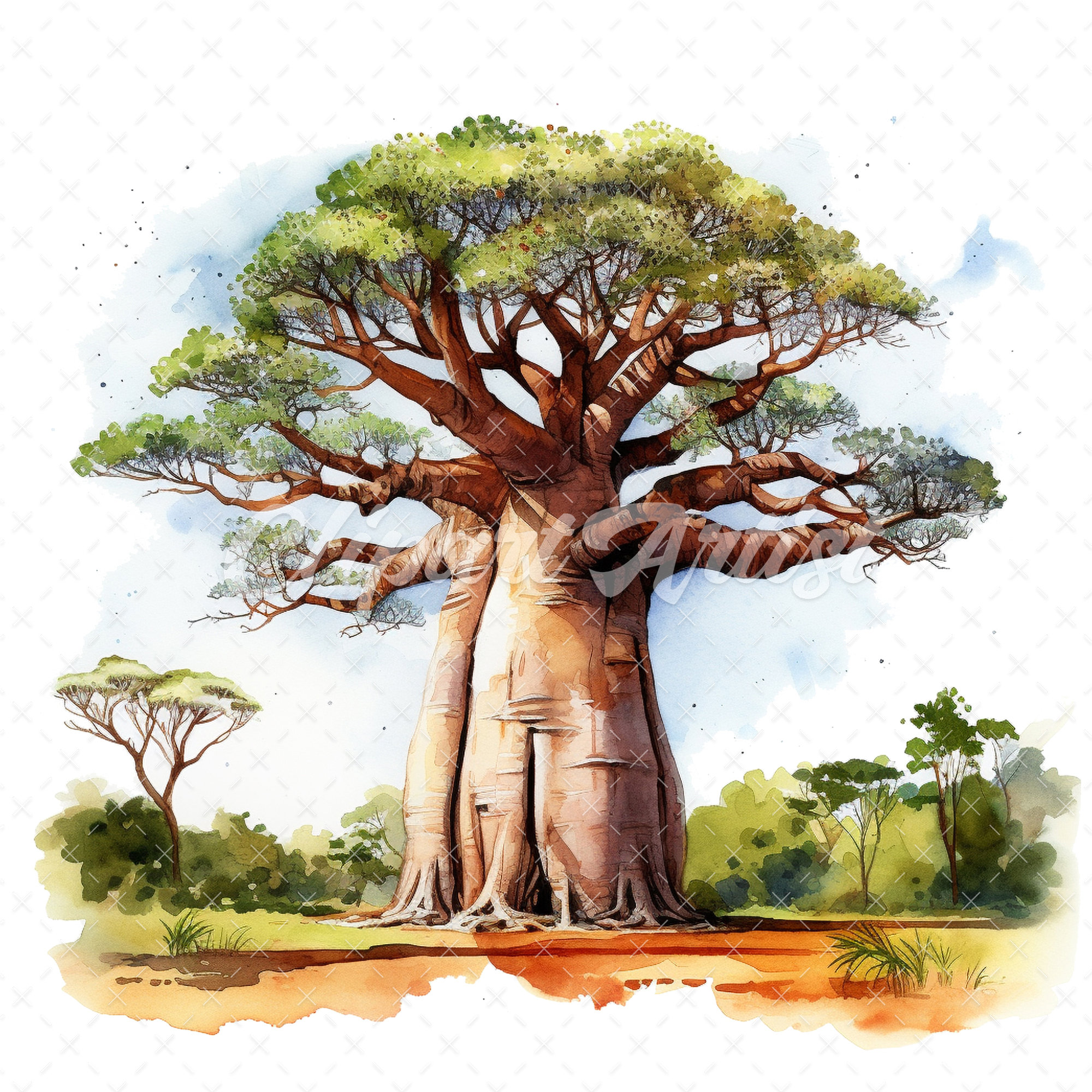 20 High-quality Baobab Tree Clipart Baobab Tree Digital Watercolor JPG Instant Download for ...