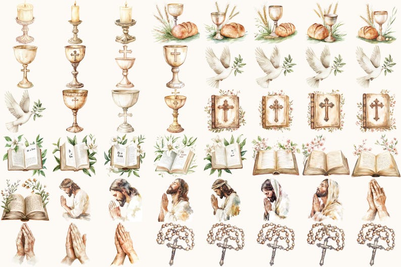 Watercolor Easter Clipart Set – Religious PNG Graphics (digital ...