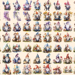 Gnomes Watercolor Clipart Bundle - 520+ Transparent PNG, Enchanted ...