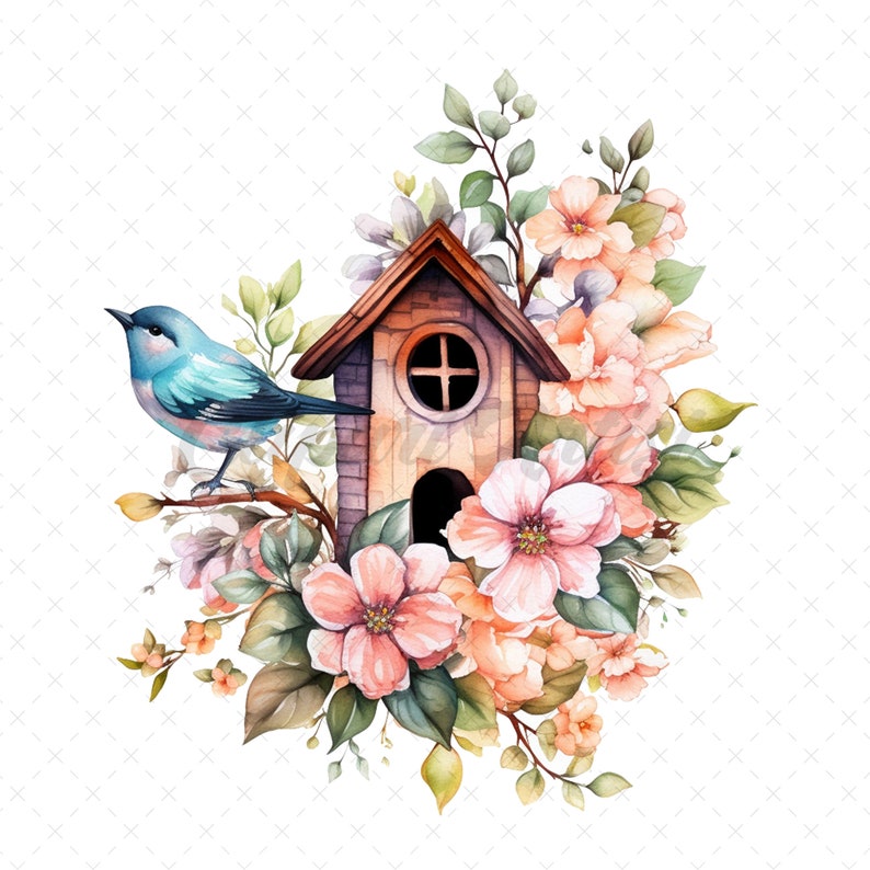 21 High-quality Bird Houses Clipart Bird House Digital Watercolor JPG ...