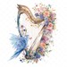 20 High-quality Magical Floral Harp Bird Clipart Floral Harp Digital ...