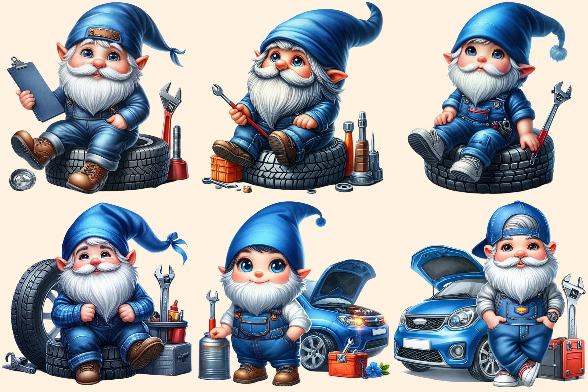 Mechanic Gnomes PNG Clipart – Car Repair Graphics (digital Download) - Etsy