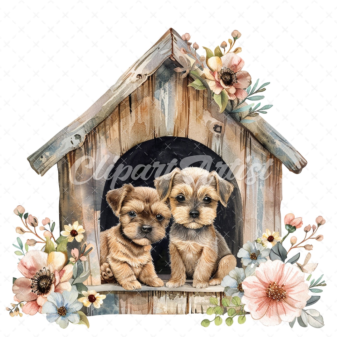 19 High-quality Puppies House Clipart Puppies House Watercolor JPG ...