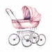 20 High-quality Pink Pram Clipart Pink Pram Digital Watercolor JPG ...