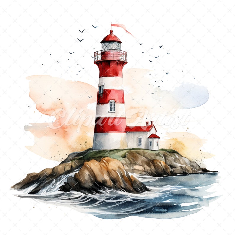 20 High-quality Lighthouses Clipart Lighthouses Digital Watercolor JPG ...