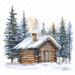 20 High-quality Snowy Log Cabin Clipart Snowy Log Cabin Digital ...