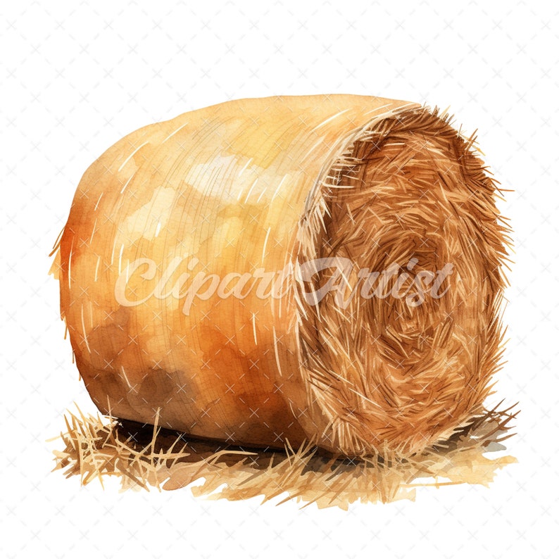 Watercolor Hay Bale Clipart – Farmhouse Illustration (digital Download ...