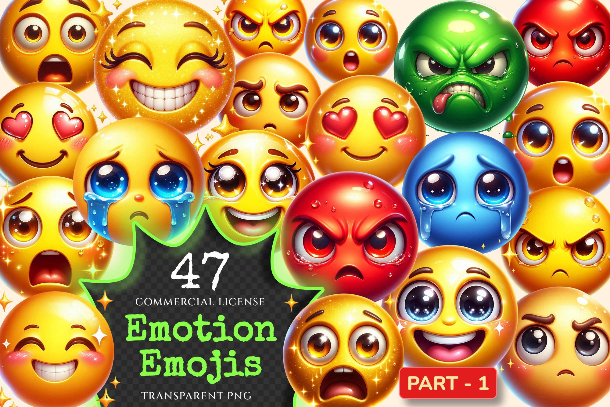 Emotion Emojis PNG Clipart – 47 Face Illustrations (digital Download ...
