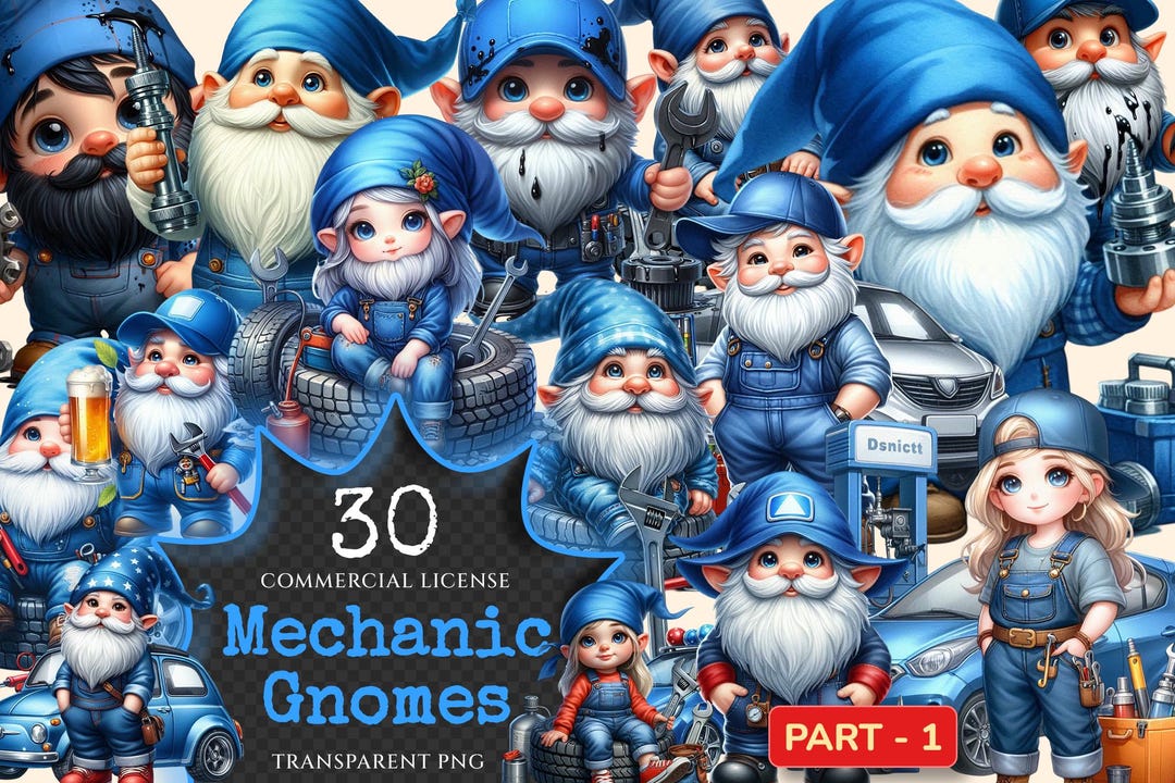 Mechanic Gnomes PNG Clipart: Car Repair Graphics (digital Download) - Etsy
