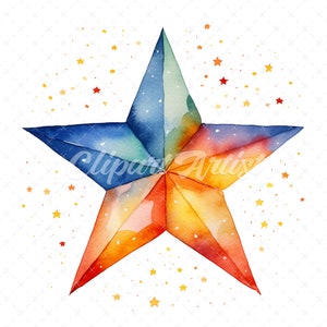 20 High-quality Star Clipart - Star Watercolor JPG Instant Download for ...
