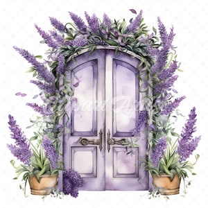 20 High-quality Lavender Floral Doors Clipart Lavender Doors Digital ...