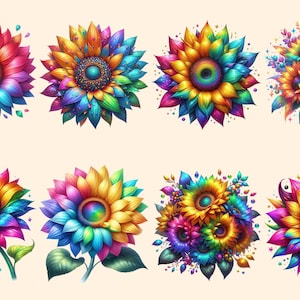 Rainbow Sunflowers PNG Clipart Collection - 34 PNG, Bright Floral ...