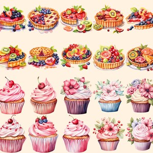 Sweet Treats Watercolor Clipart Bundle - 200 Transparent PNG, Desserts ...