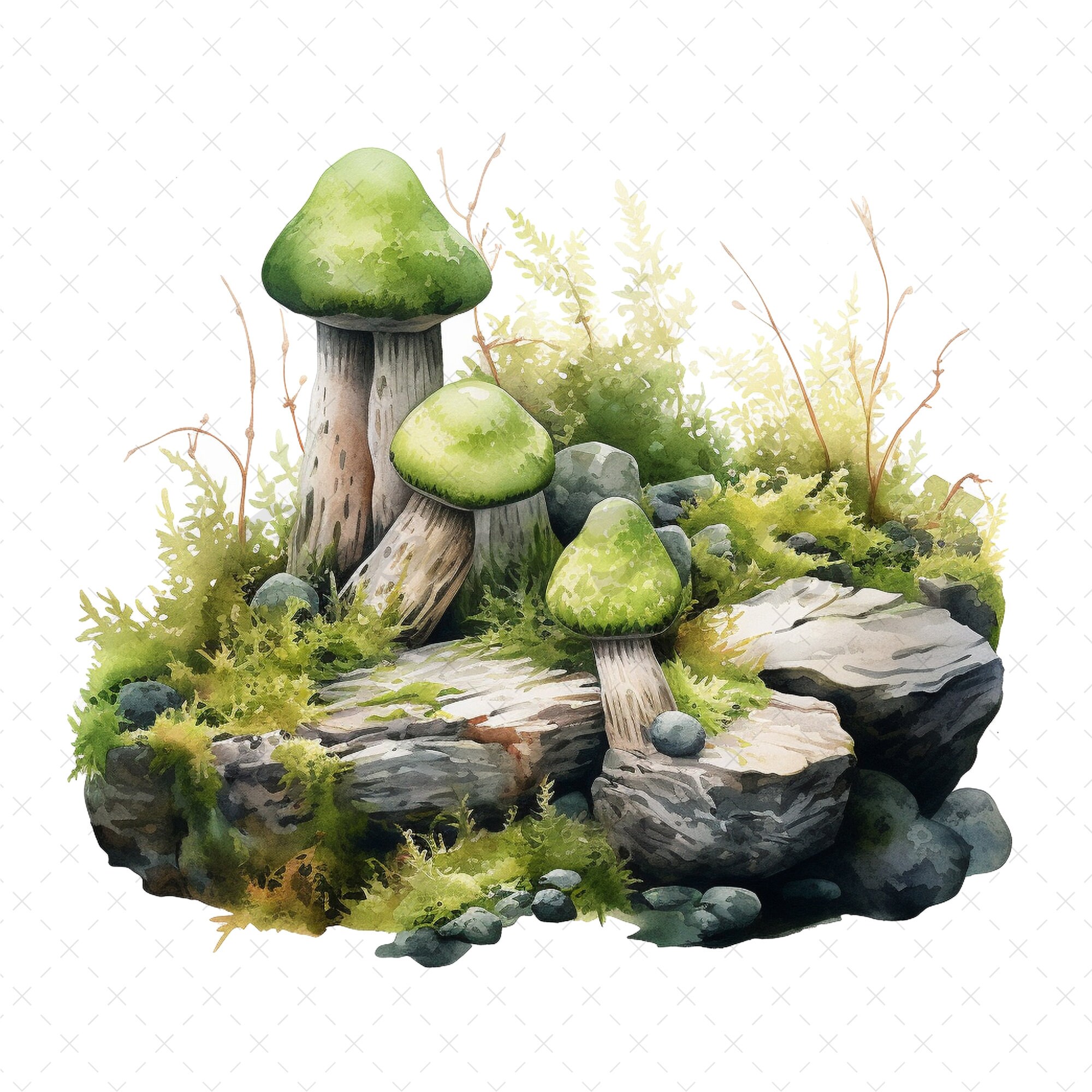 19 High-quality Mossy Rocks Clipart Mossy Rocks Digital Watercolor JPG ...