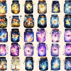 Firefly Jars Watercolor Clipart Bundle – Whimsical PNG Graphics ...