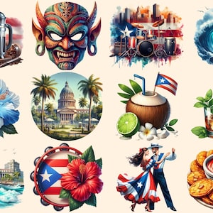 Puerto Rico Clipart – Tropical Travel Illustrations, 58 PNG (digital ...