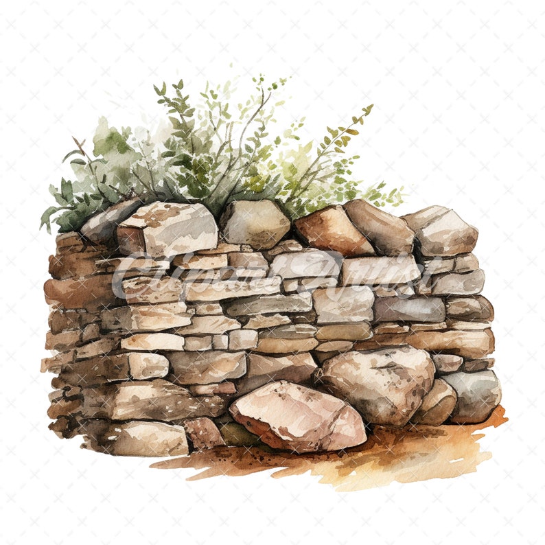 20 High-quality Rustic Stone Wall Clipart Rustic Stone Wall Digital ...