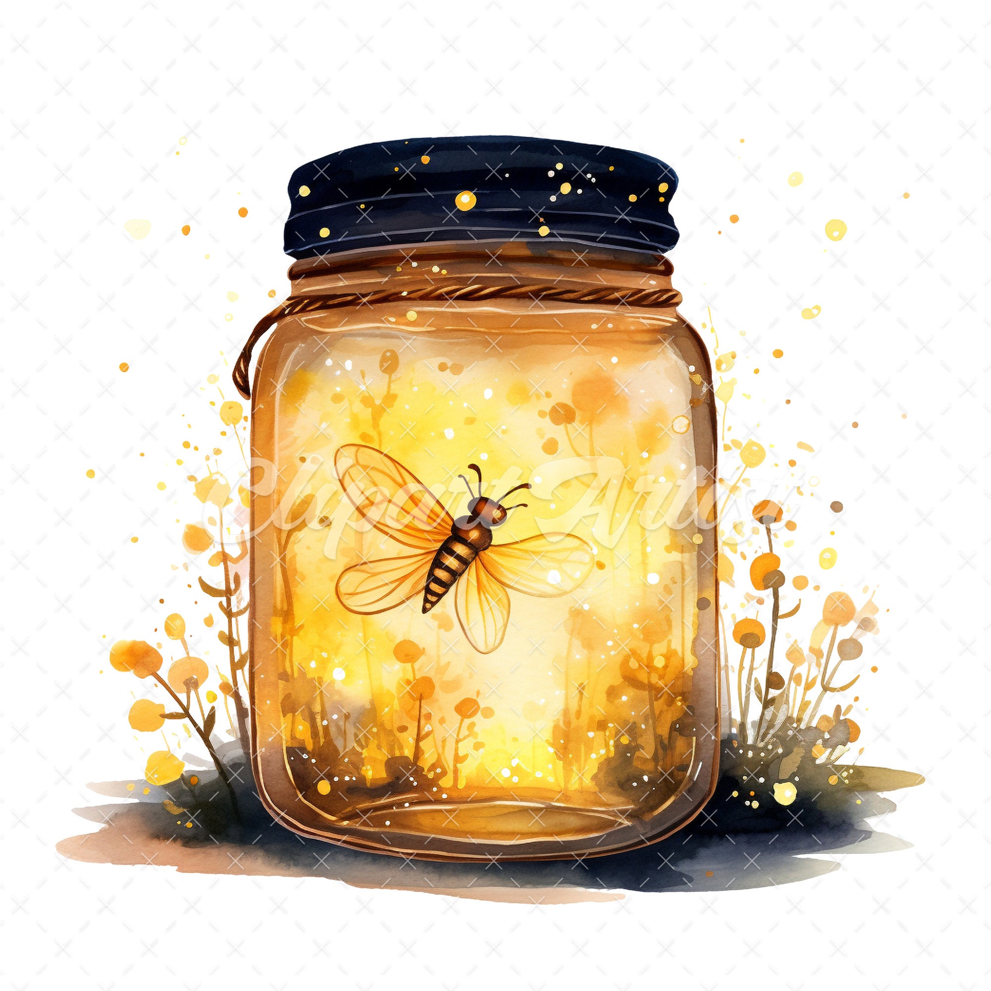 20 High-quality Firefly Jars Clipart Firefly Jars Digital Watercolor JPG Instant Download for ...