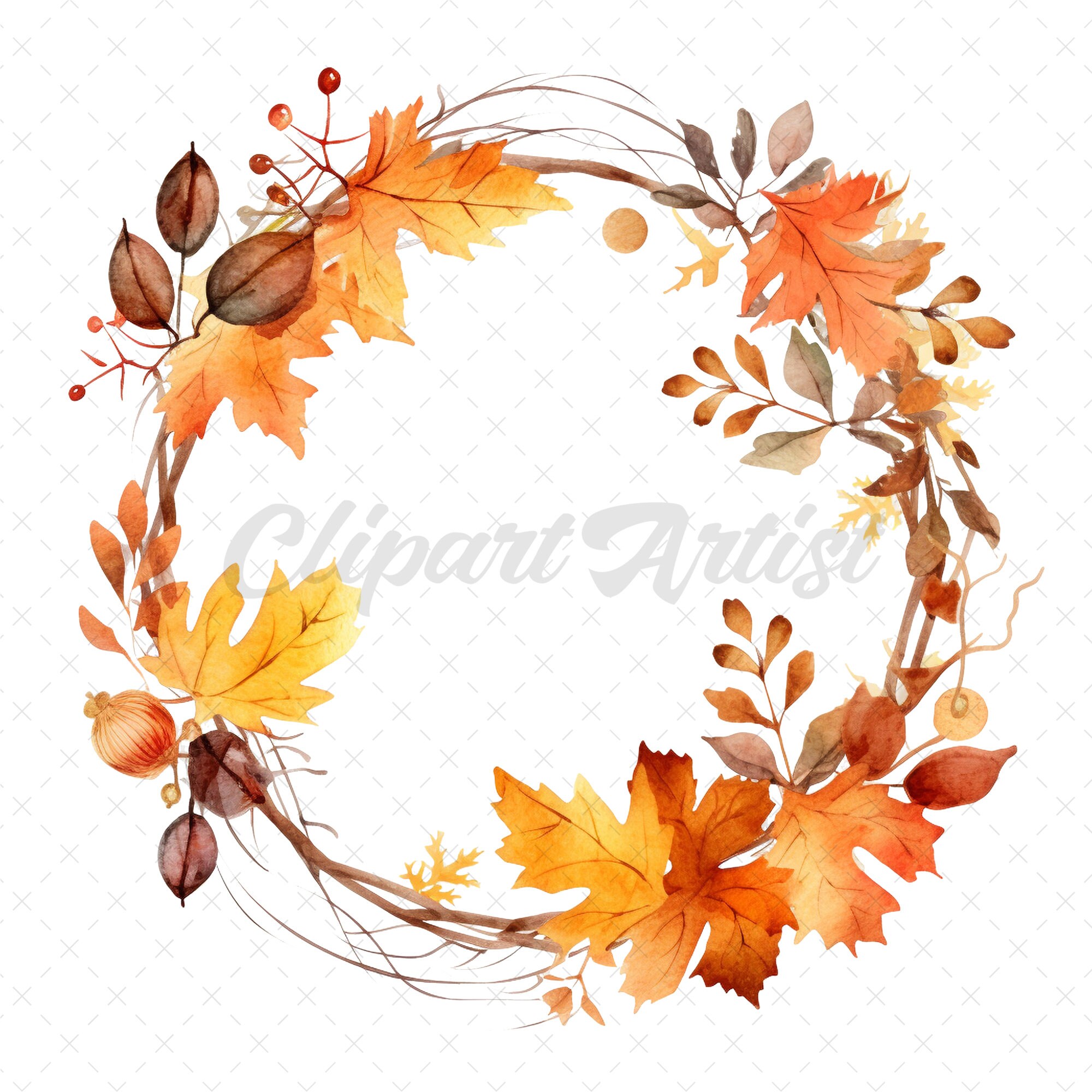 20 High-quality Autumn Frames Clipart Autumn Frames Digital Watercolor ...