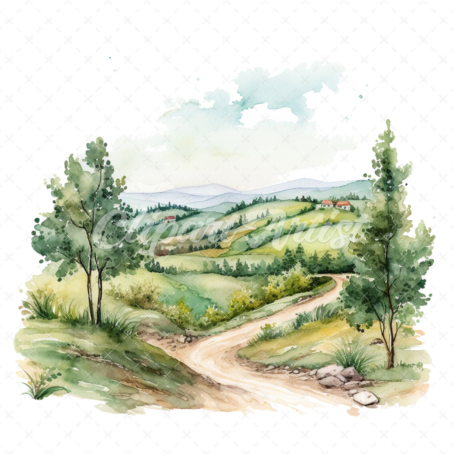 19 High-quality Hill Road Clipart Hill Road Digital Watercolor JPG ...
