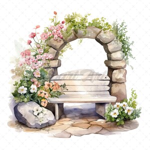 19 High-quality Garden Stone Benches Clipart - Stone Benches Digital ...