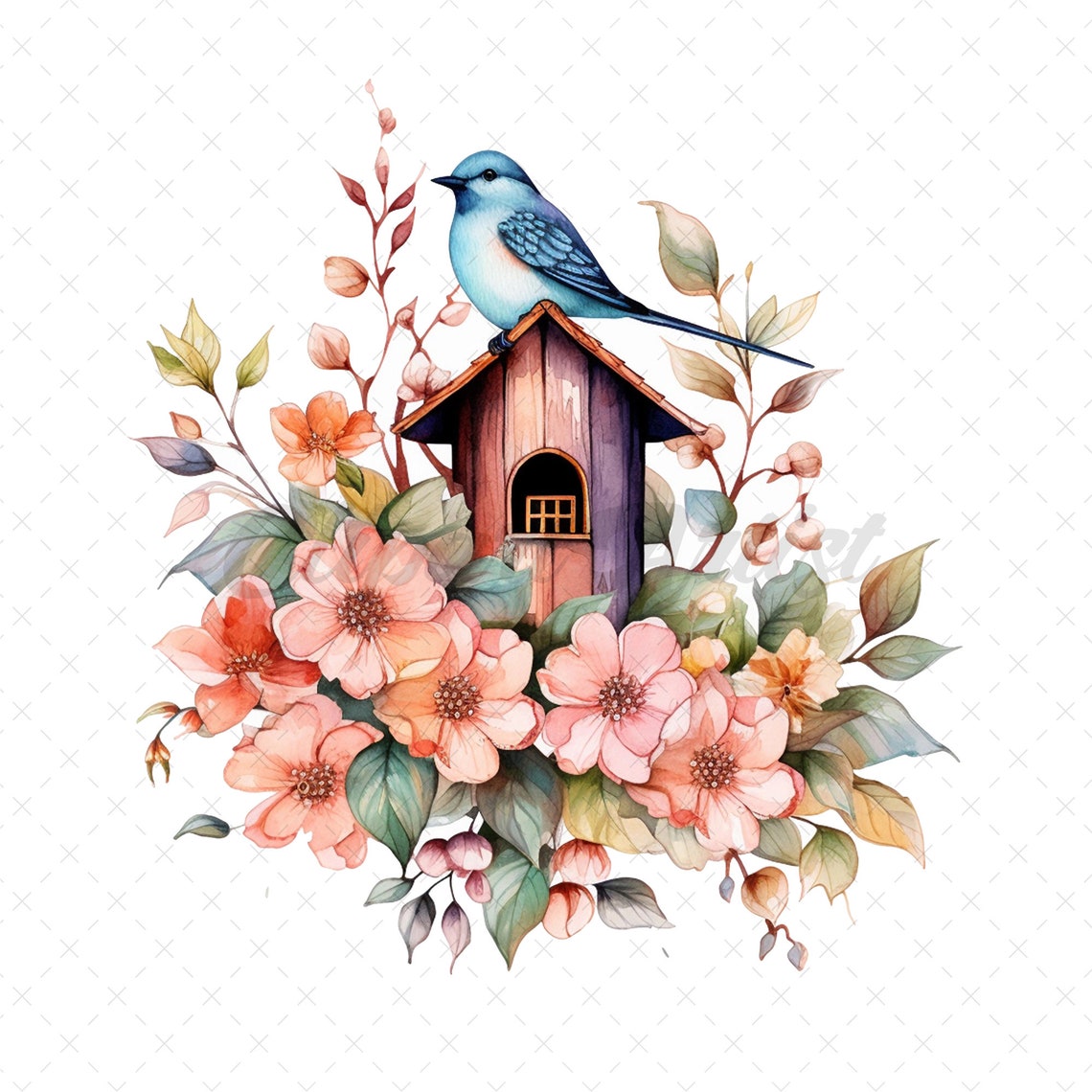 21 High-quality Bird Houses Clipart Bird House Digital Watercolor JPG ...