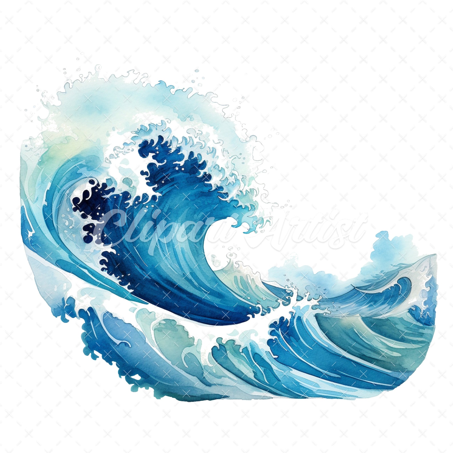 20 High-quality Ocean Waves Clipart Ocean Waves Digital Watercolor JPG ...