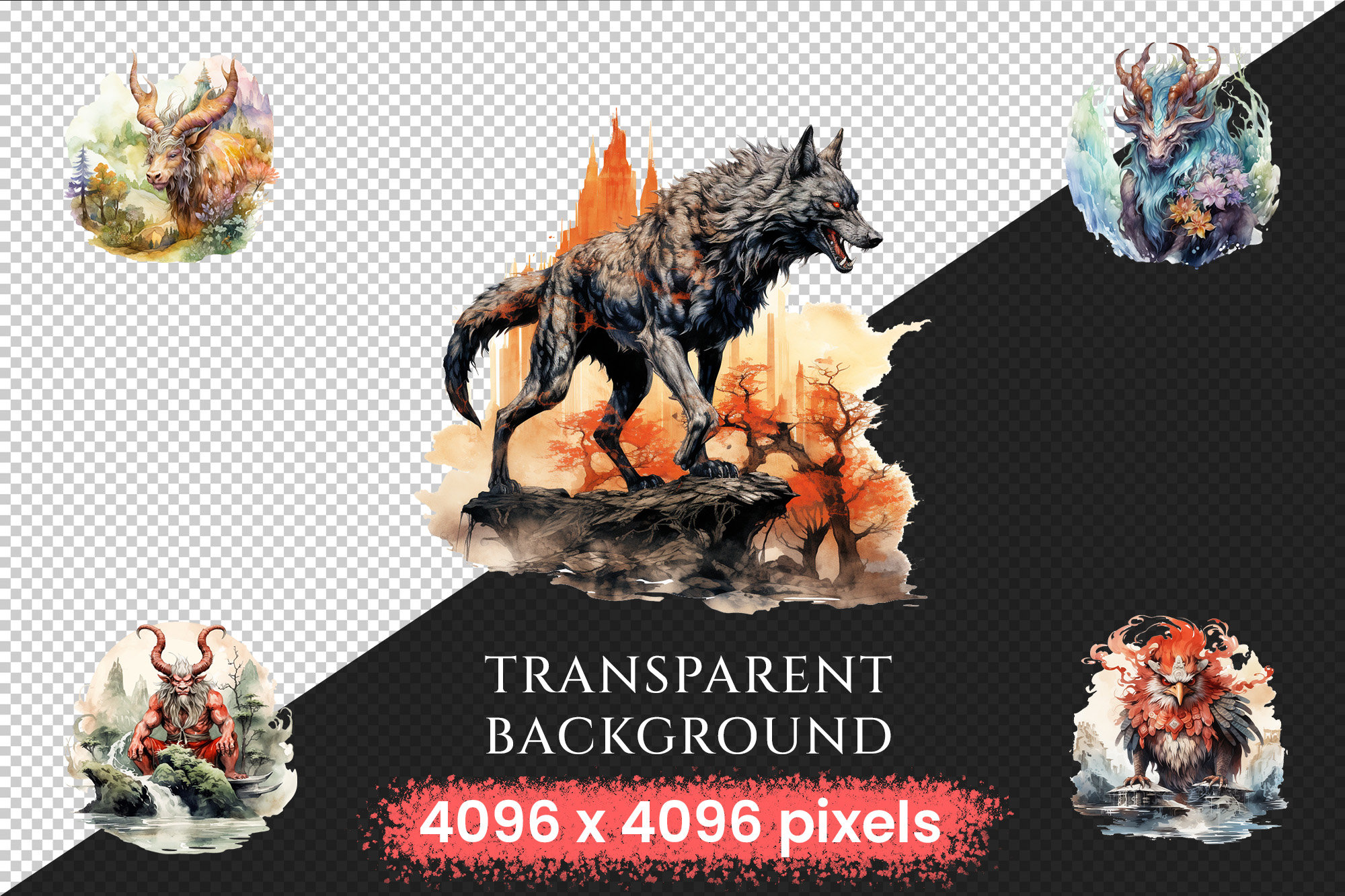 Watercolor Mythical Creatures Clipart – 845+ PNG Illustrations (digital ...