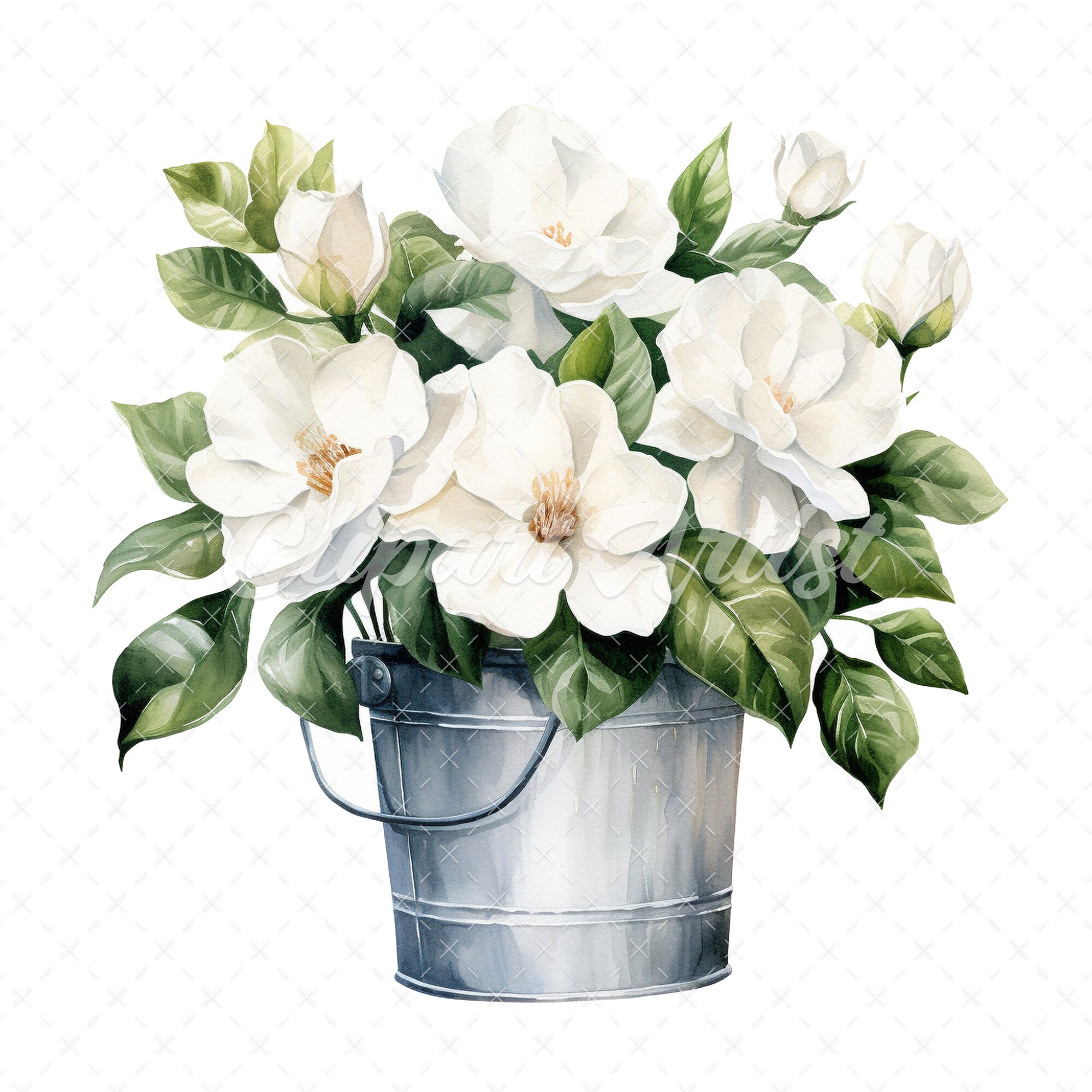 20 High-quality Gardenias Bucket Clipart Gardenias Bucket Digital ...