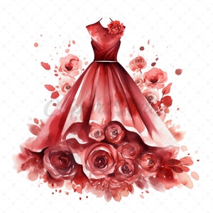 17 High-quality Fashion Dresses Clipart - Red Dresses Digital ...