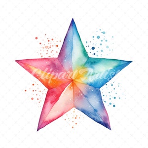 20 High-quality Star Clipart - Star Watercolor JPG Instant Download for ...