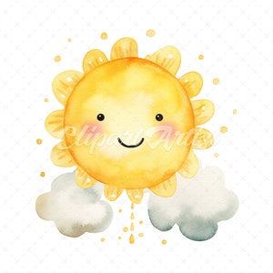 18 High-quality Cute Sun and Cloud Clipart Cute Sun Cloud Digital ...