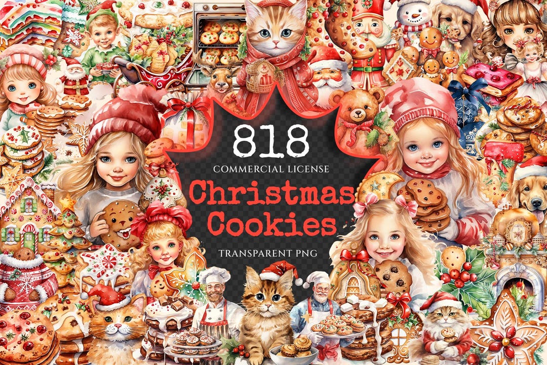 Christmas Cookies Watercolor Clipart Bundle - 815+ Transparent PNG ...