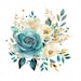 20 High-quality Teal Gold Floral Rose Clipart - Floral Rose Digital ...
