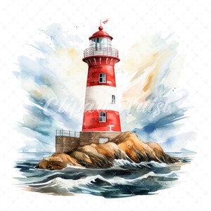 20 High-quality Lighthouses Clipart Lighthouses Digital Watercolor JPG ...