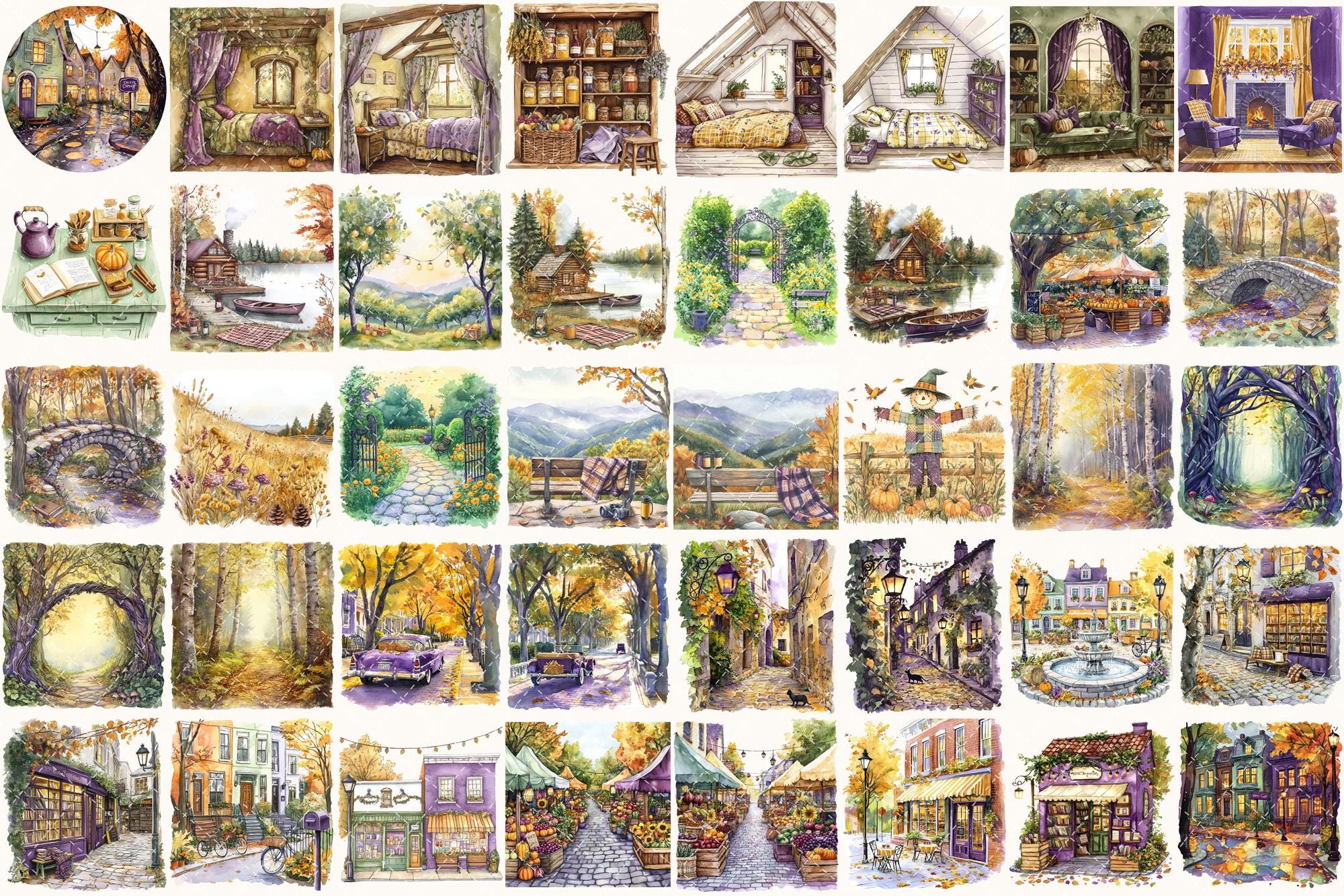 Watercolor Autumn Clipart Set – 265+ PNG Graphics (digital Download) - Etsy