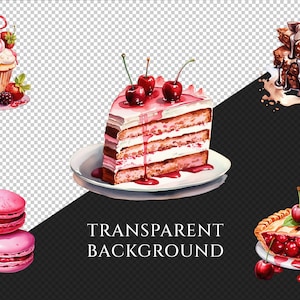 Sweet Treats Watercolor Clipart Bundle - 200 Transparent PNG, Desserts ...