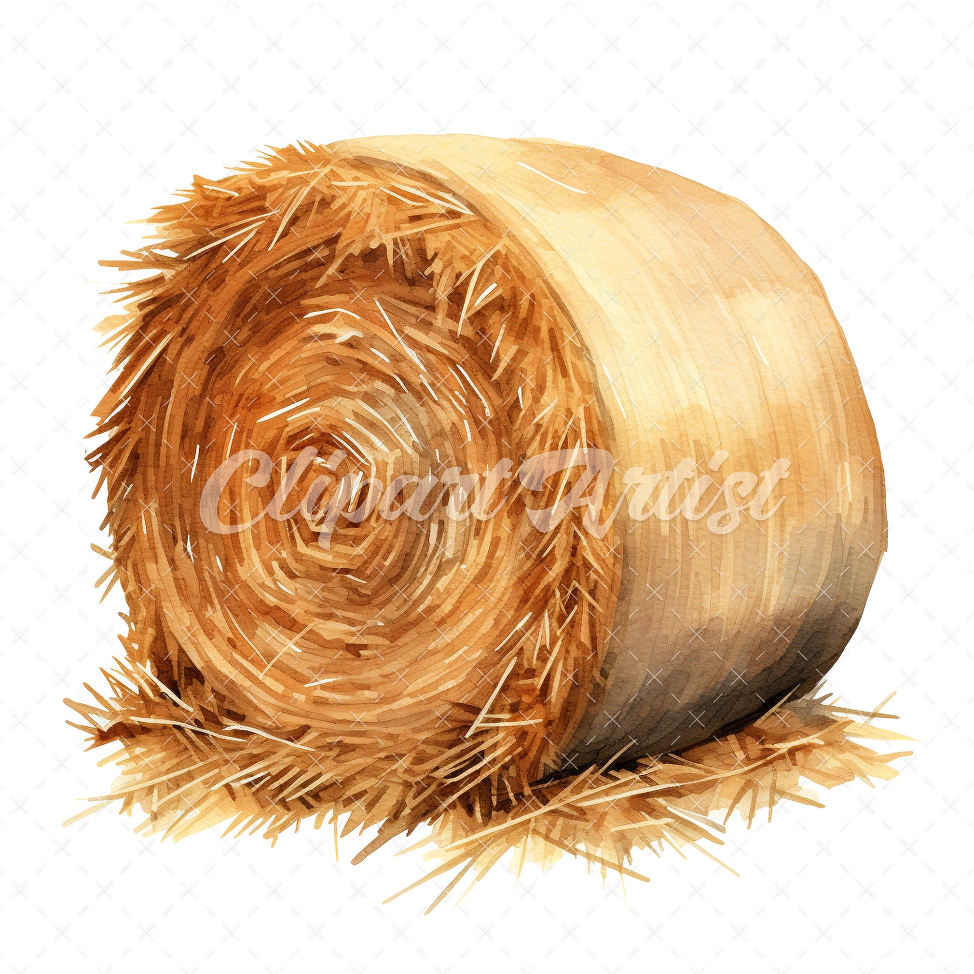 Watercolor Hay Bale Clipart – Farmhouse Illustration (digital Download ...