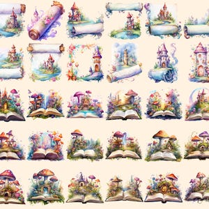 Fairytale Books Watercolor Clipart Bundle 248 Transparent PNG, Cute ...