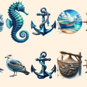 Nautical Clipart Collection - 51 Ocean PNG Illustrations (digital ...