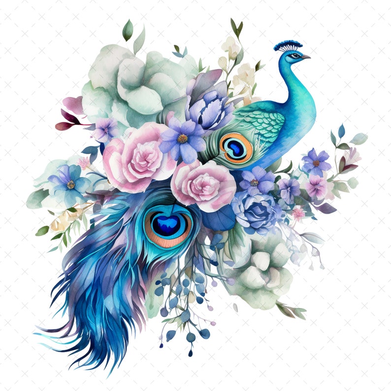 19 High-quality Peacock Bouquets Clipart - Peacock Bouquets Digital ...