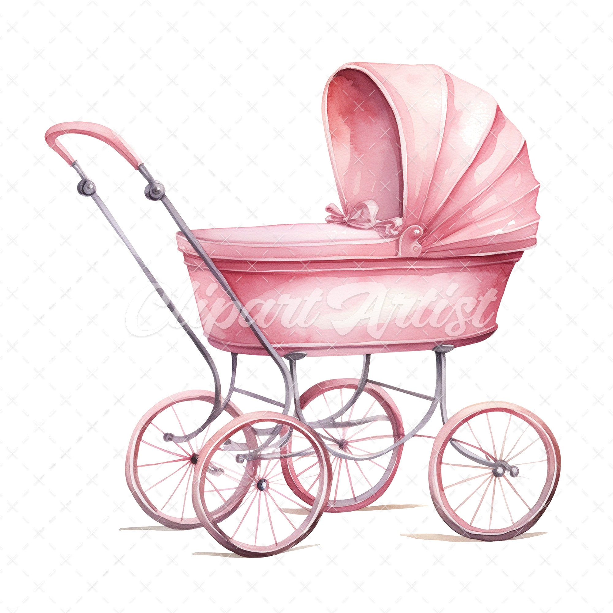 20 High-quality Pink Pram Clipart Pink Pram Digital Watercolor JPG Instant Download for ...