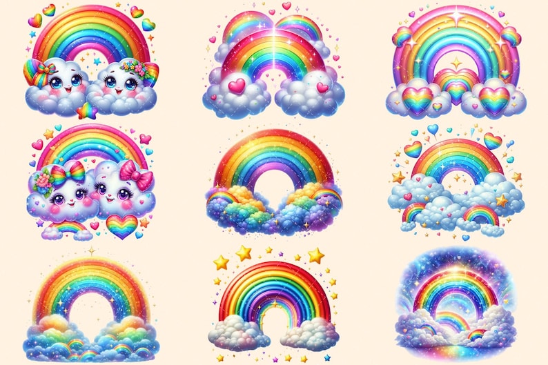 Rainbows PNG Clipart Collection – 45 Vibrant Illustrations (digital ...