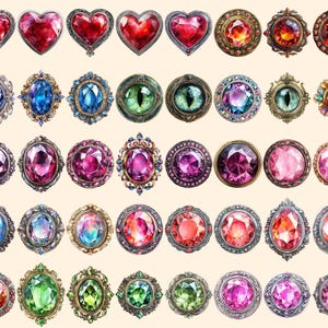 Gem Buttons Watercolor Clipart Bundle - 343+ Transparent PNG ...