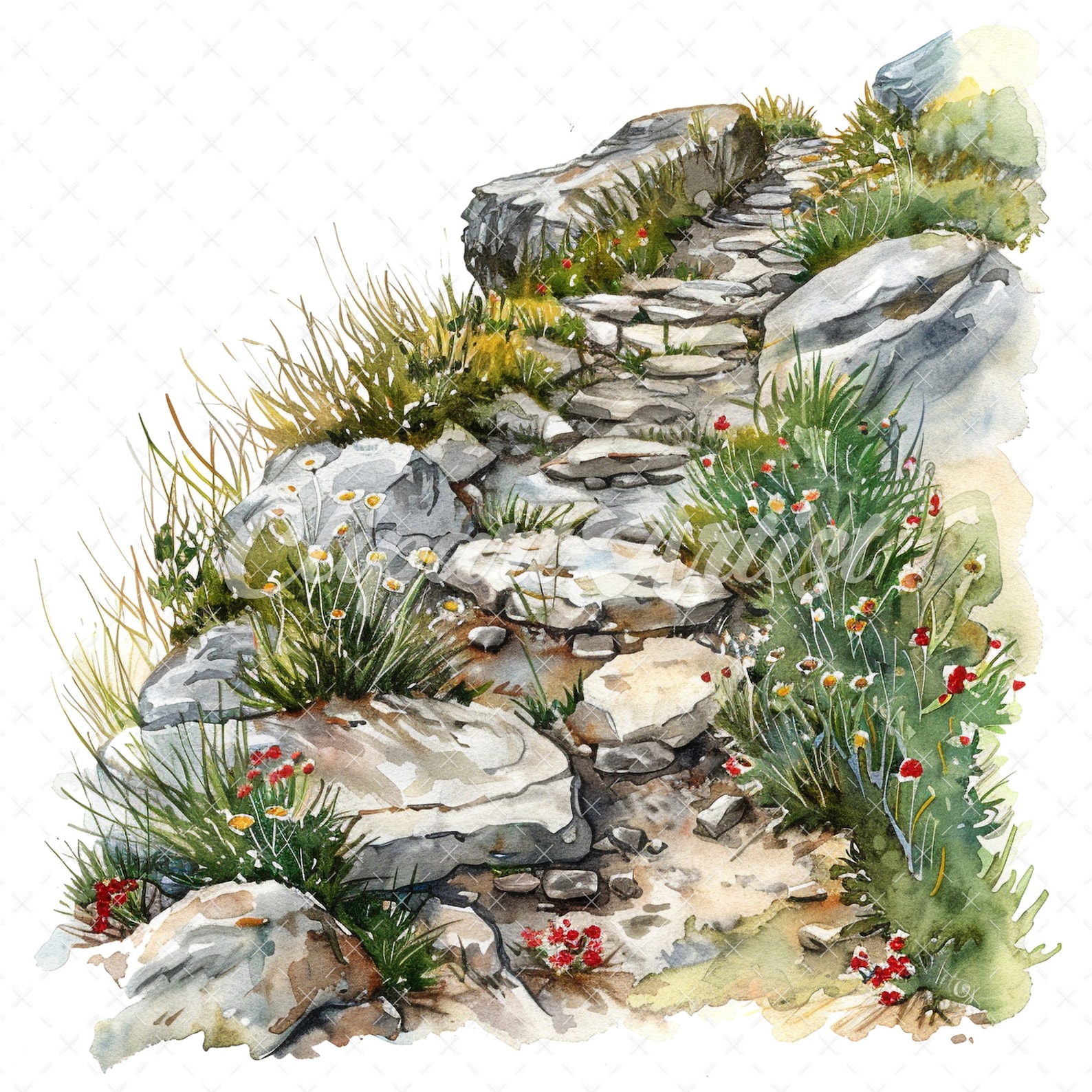 20 High-quality Rocky Path Clipart Rocky Path Digital Watercolor JPG ...