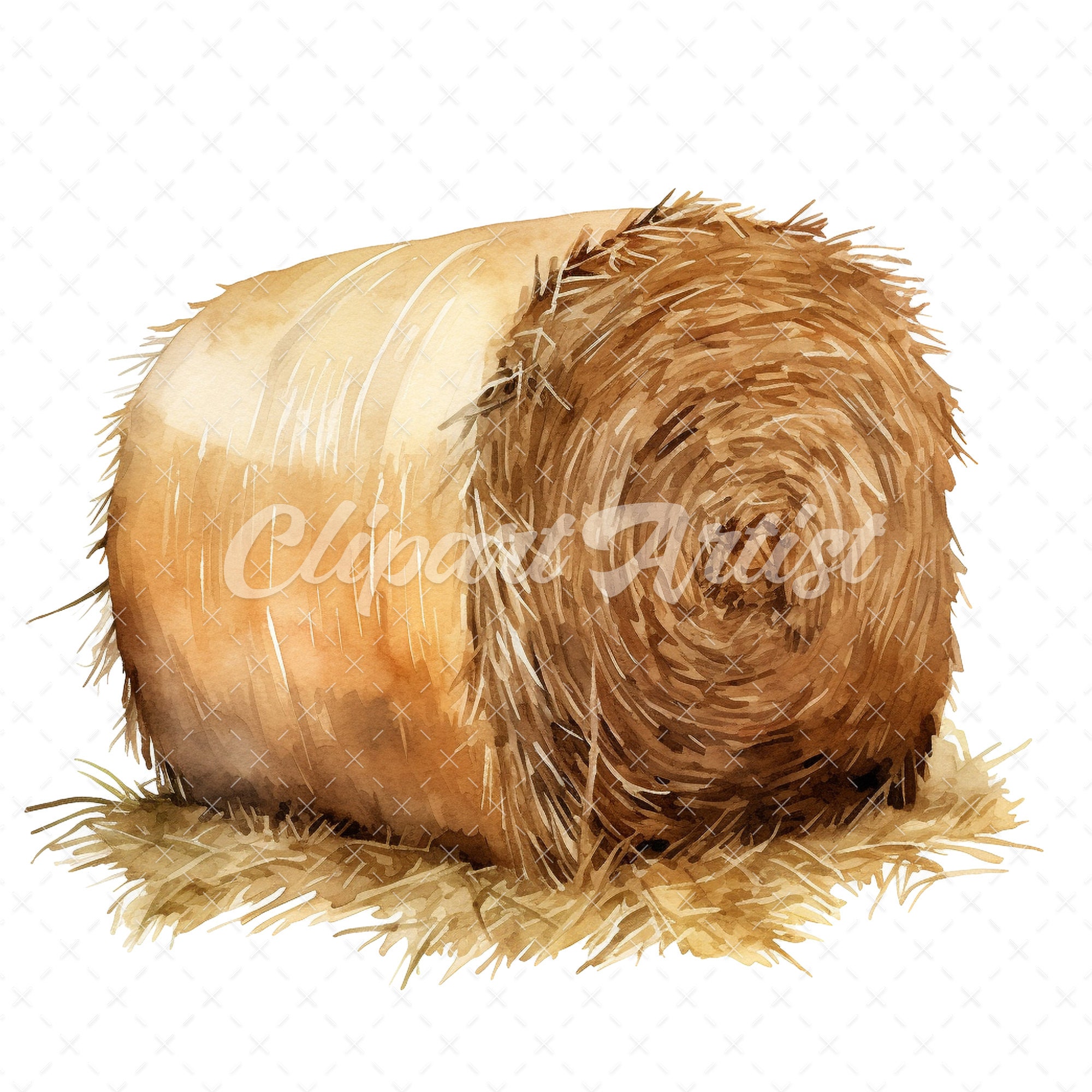 Watercolor Hay Bale Clipart – Farmhouse Illustration (digital Download ...